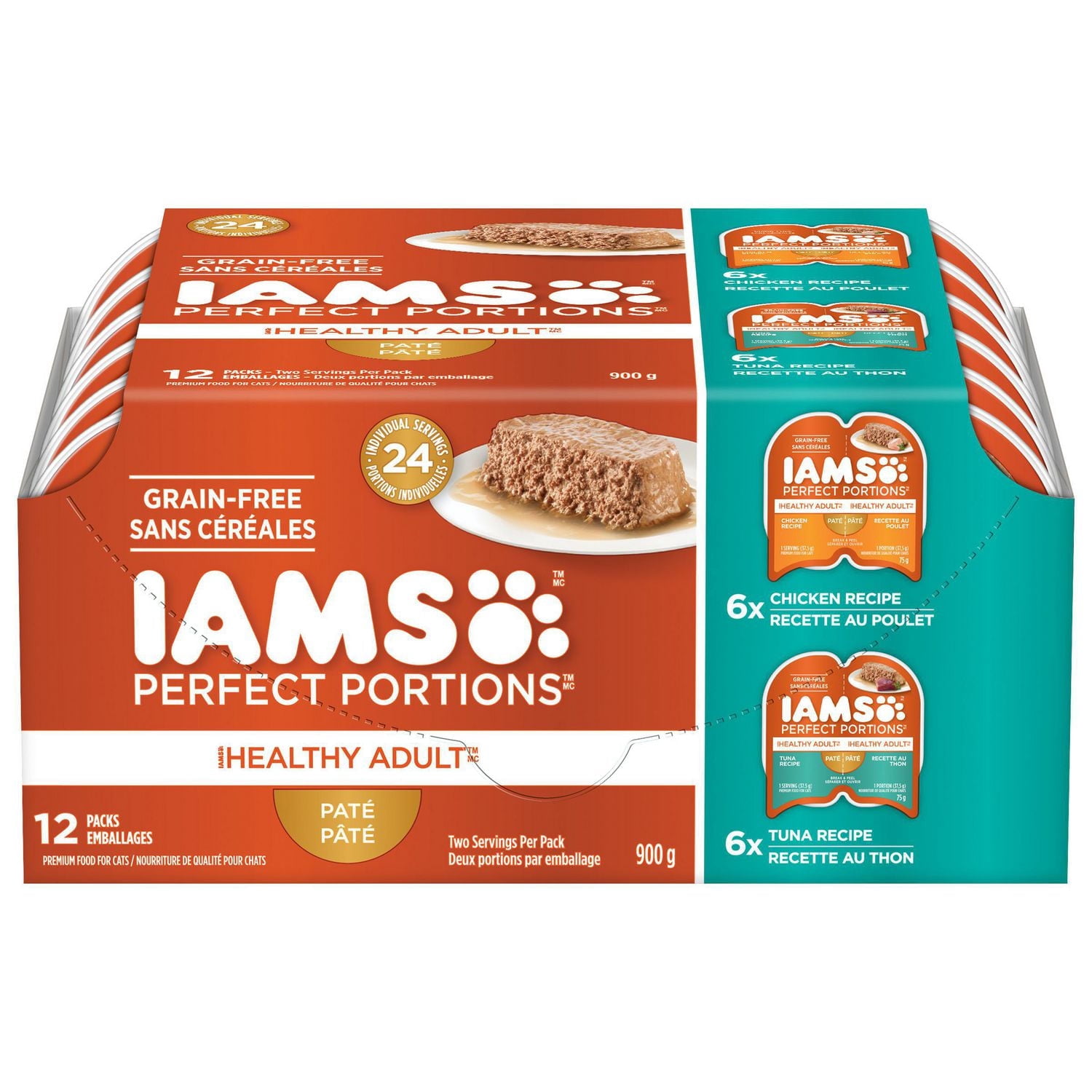 Iams Perfect Portions Grain Free Chicken & Tuna Paté Variety Pack ...