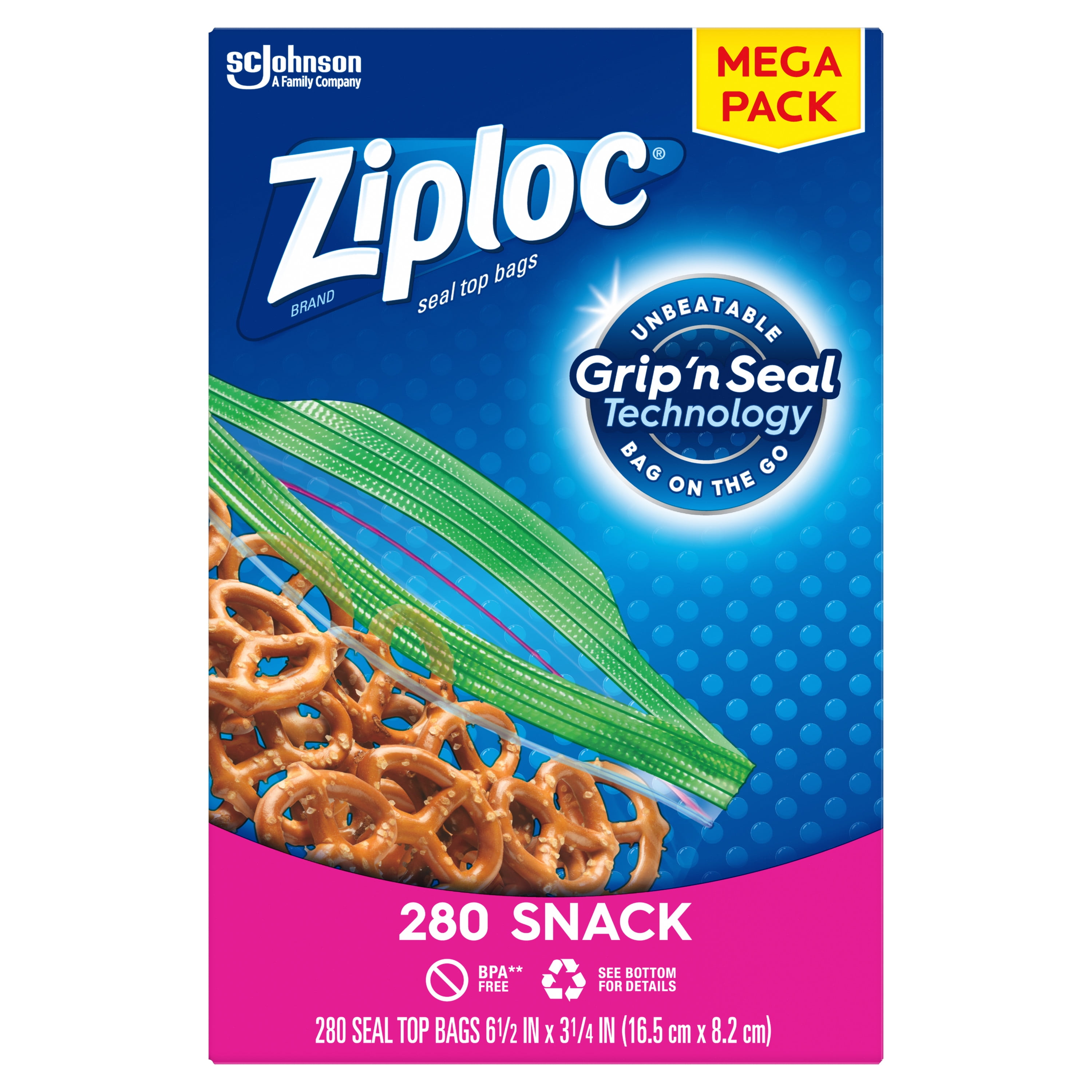 Ziploc Snack Bags with New Grip 'n Seal Technology, Ideal for Packing ...