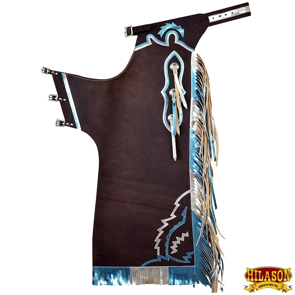 Hilason Bull Riding Pro Rodeo Chaps Brown Smooth Leather Bronc Show ...