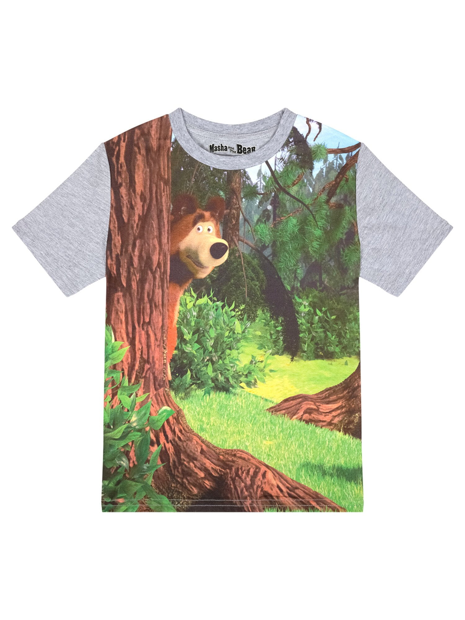 Masha and the Bear Boy's Full Forest Photo Print Bear Hiding Behind ...