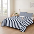 Abstract Navy Blue Stripe 3 Pieces Quilt Set,1 Quilt with 2 Shams ...