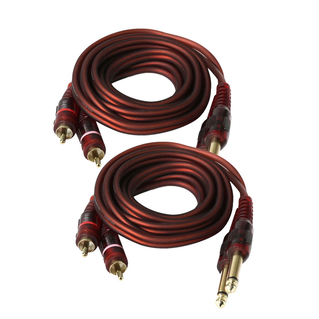 2x Audio Cable Dual 1/4 Male Jack to Dual Male for Mixer - Walmart.com