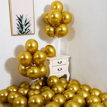 Metallic Shiny Latex Balloons, Round 12" Romantic Gold Balloons and ...
