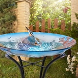 Wonder Garden Solar Bird Bath with Metal Stand, Glass Birdfeeders for ...
