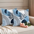 Blue Boho Outdoor Throw Pillow Covers Set of 2, Medieval Leaves ...