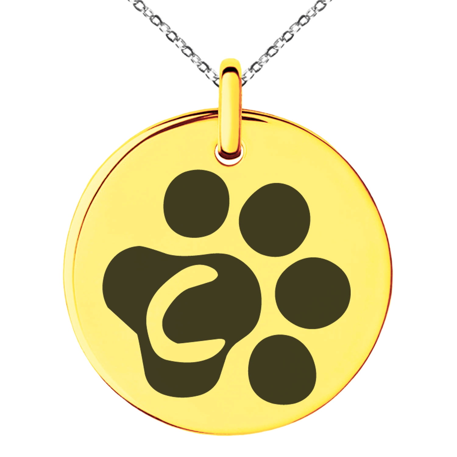 Stainless Steel Letter C Initial Cat Dog Paws Monogram Engraved Small ...