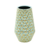 Decmode 12 Inch Modern Pear-Shaped Ceramic Vase With Gold Triangle ...