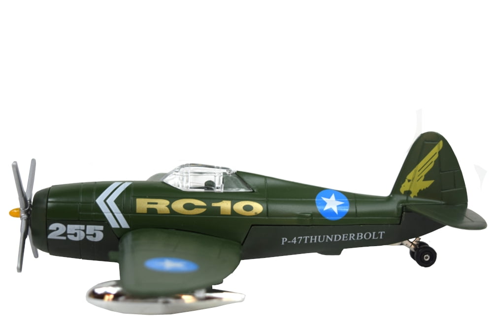 P 47 Airplane Green Cast Metal Diecast Fighter Aircraft With Pullback ...