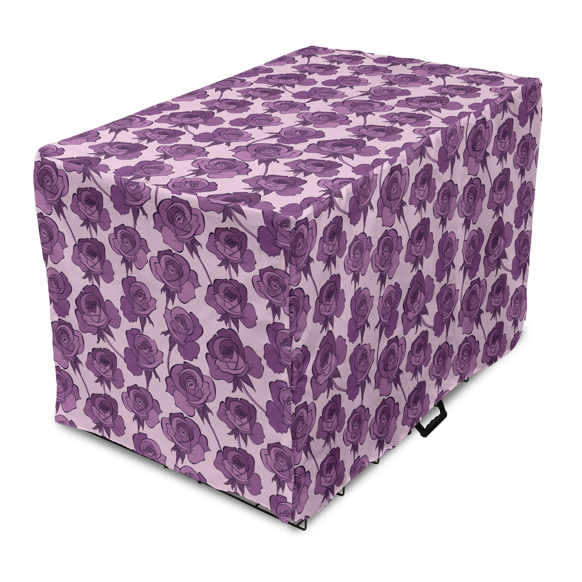 Floral Dog Crate Cover, Romantic Roses Continuous Violet Lilac Tones ...