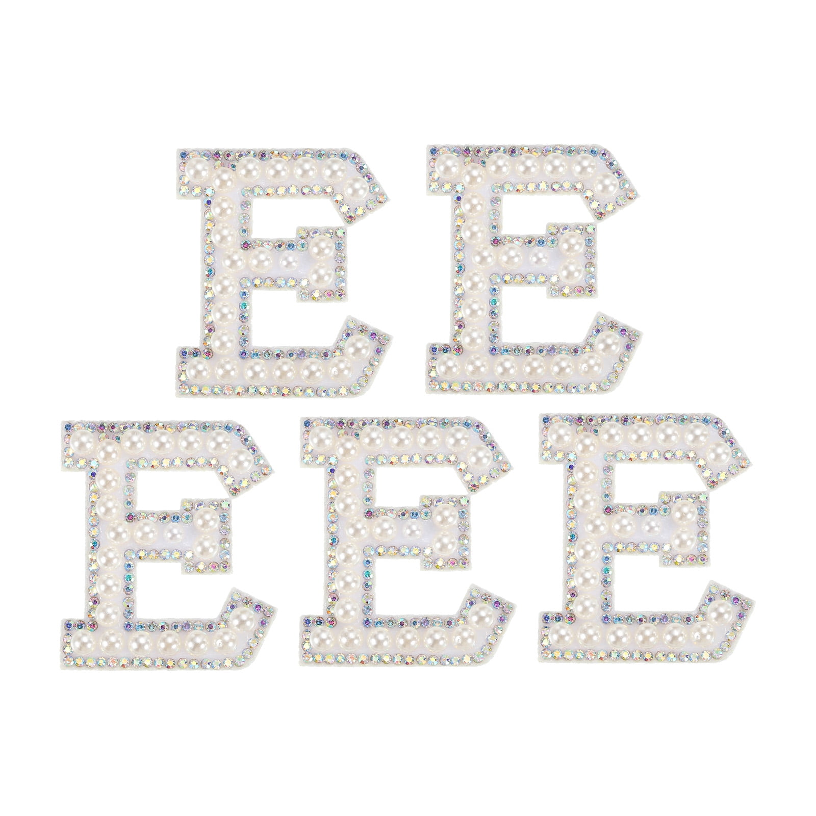 Uxcell Iron on Letter E Patch Colored Rhinestone Shiny Pearl English ...