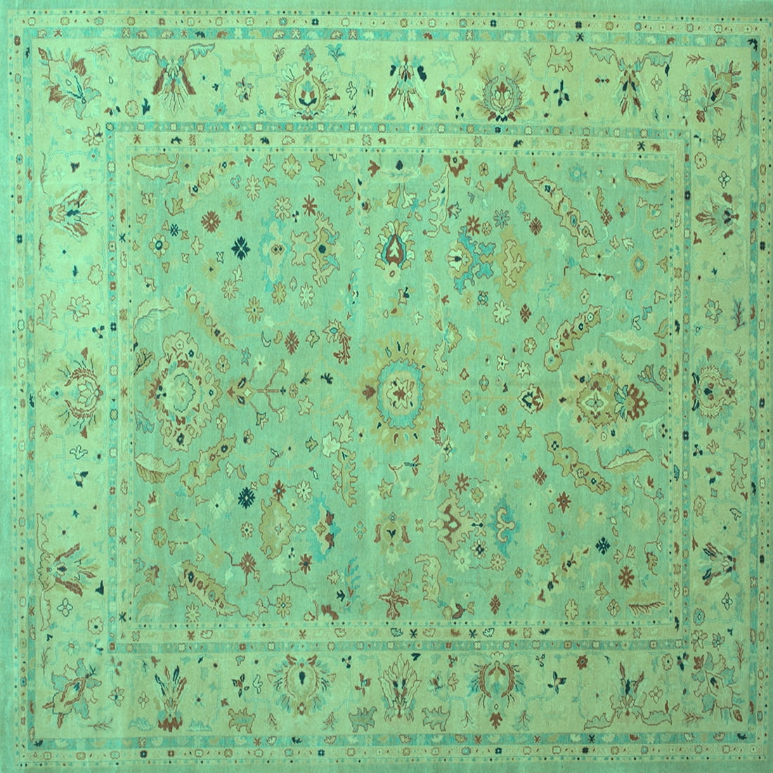 Ahgly Company Indoor Square Oriental Turquoise Blue Traditional Area ...