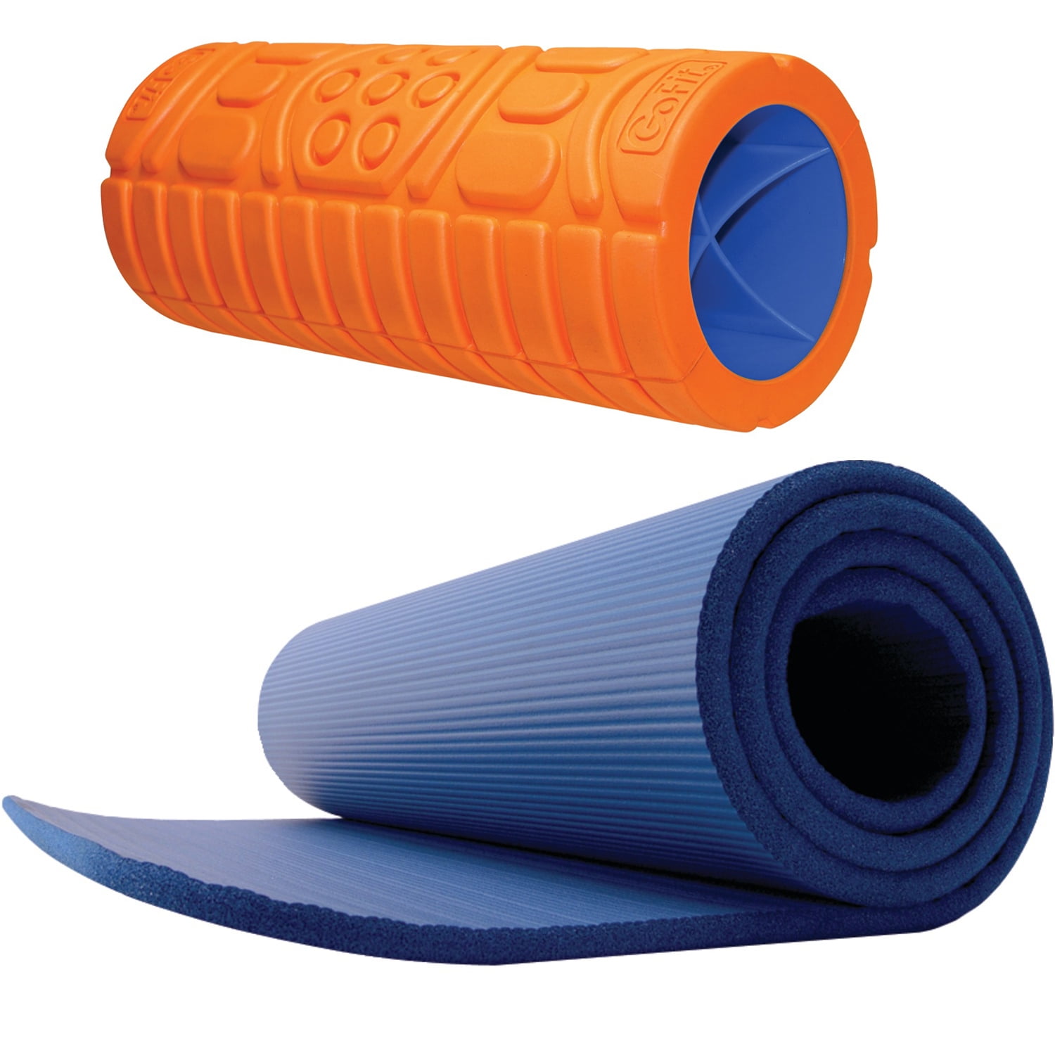 GoFit GF-PMAT Deluxe Pilates Foam Mat & GF-FR13-ORNG 13" Extreme Foam ...