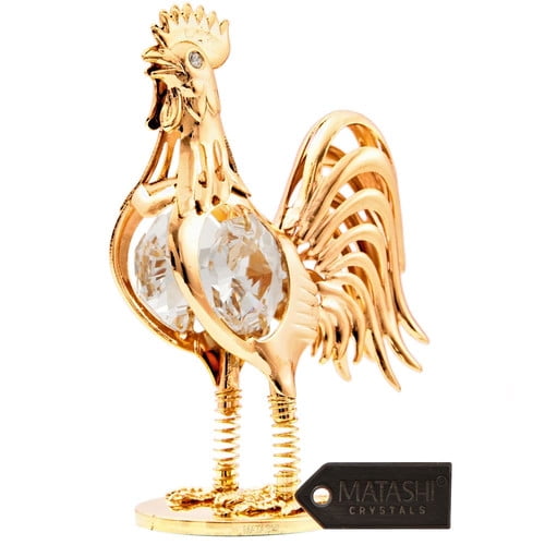 24K Gold Plated Rooster with Clear-Cut Crystals - Walmart.com