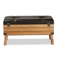 Baxton Amena Rustic Storage Ottoman - PU Leather Upholstery - Walmart.com