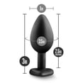 Eden - Silicone Bling Plug, Heart Base with White Gem, Black - Walmart.com