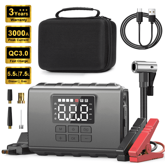 Stanley Fatmax 1000 Peak Amp Portable Jump Starter with Air Compressor ...