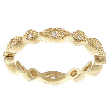 Gold Overlay Sterling Silver Cubic Zirconia Micro Pave Stackable Ring ...