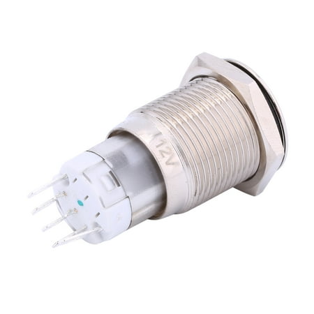 Rdeghly 16mm 12V Metal LED Round Toggle Switch Latching Push Button 1NO ...