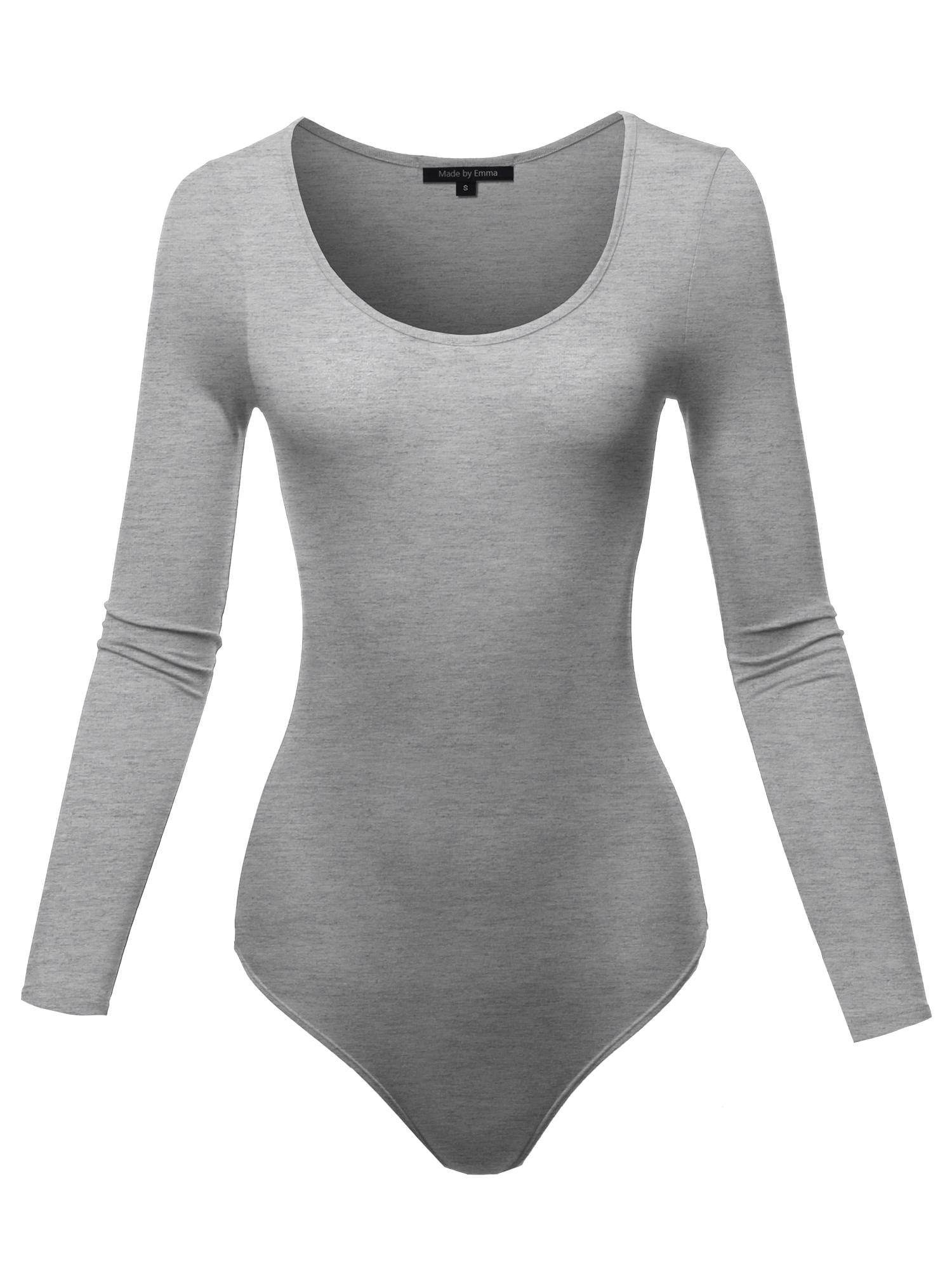 Fashionoutfit Womens Classic Solid Long Sleeve Scoop Neck Bodysuit