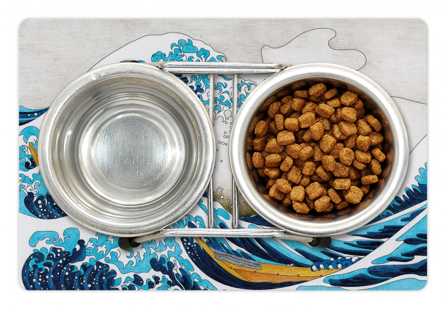 Hokusai Pet Mat for Food and Water, Illustration of Graphical Waves ...