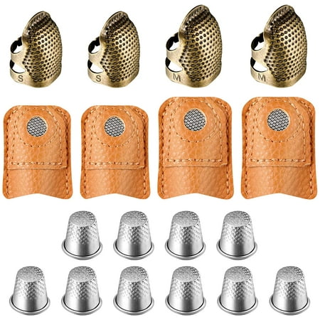 18 Pieces Sewing Thimble Set, Metal Copper Sewing Thimble Finger ...