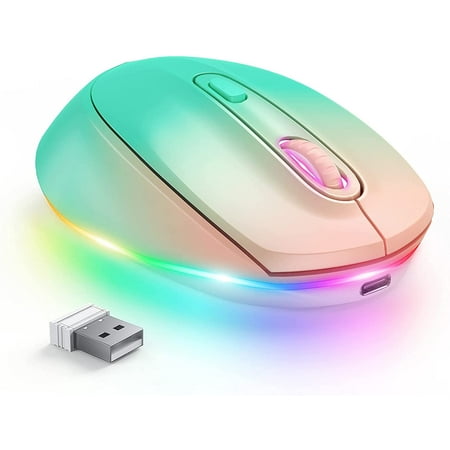 FYBTO Wireless Mouse, Ultra Quiet LED Light Up Mouse with USB Receiver ...