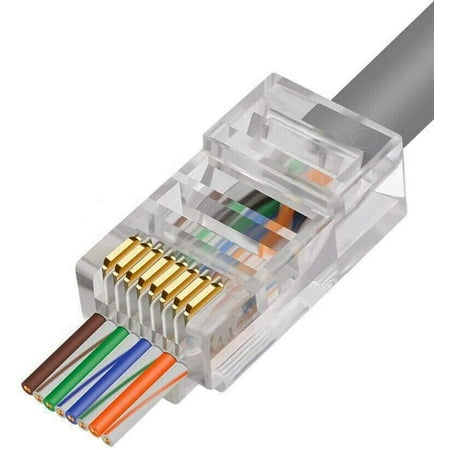 RJ45 Cat6 Pass Through Connectors | EZ Crimp Connector Network Plug for ...