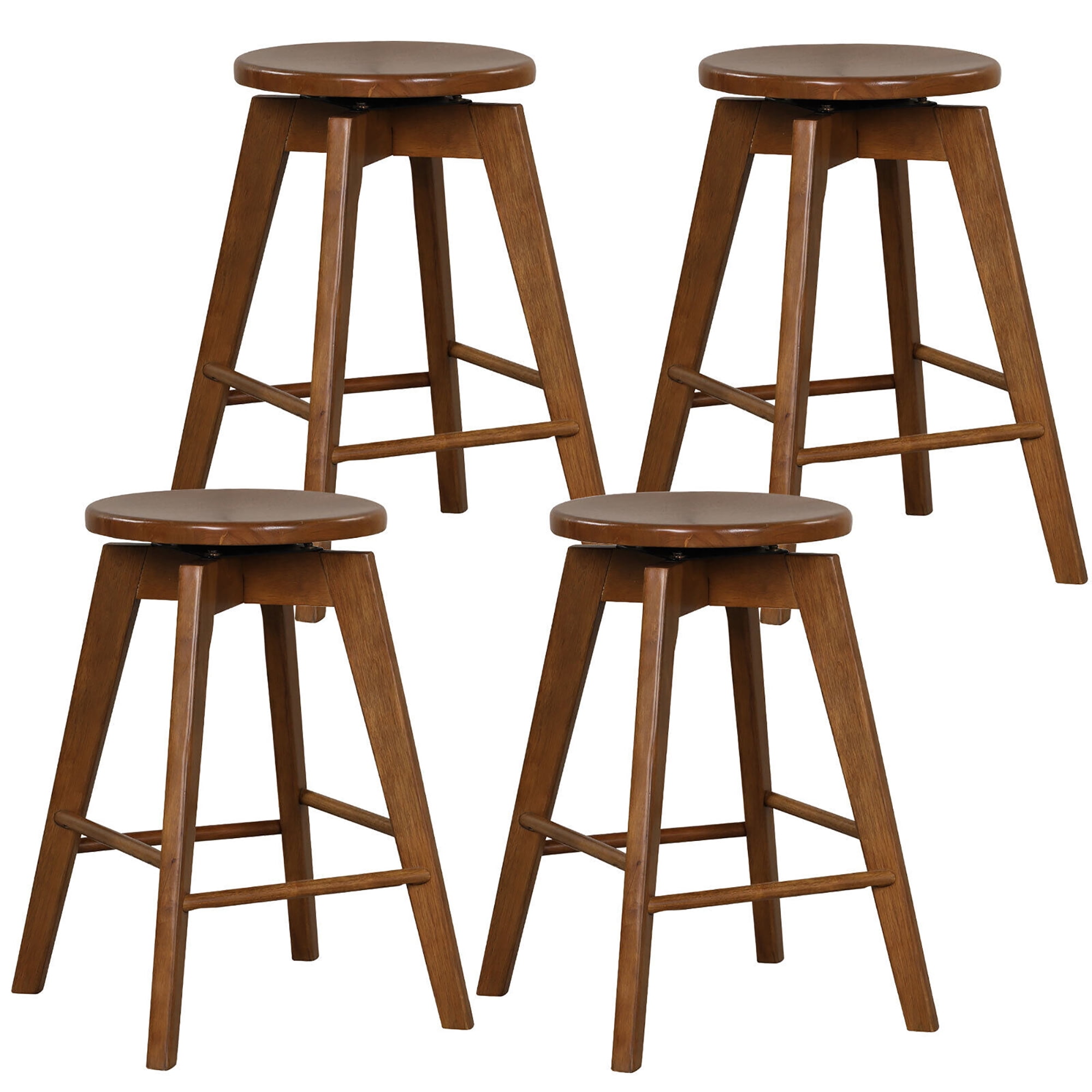 Gymax Set of 4 Swivel Round Bar Stools Counter Height Dining Chairs w ...
