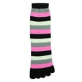 Comfy Bright Multicolor Striped Knit 6-Pack Womens Long Toe Socks ...