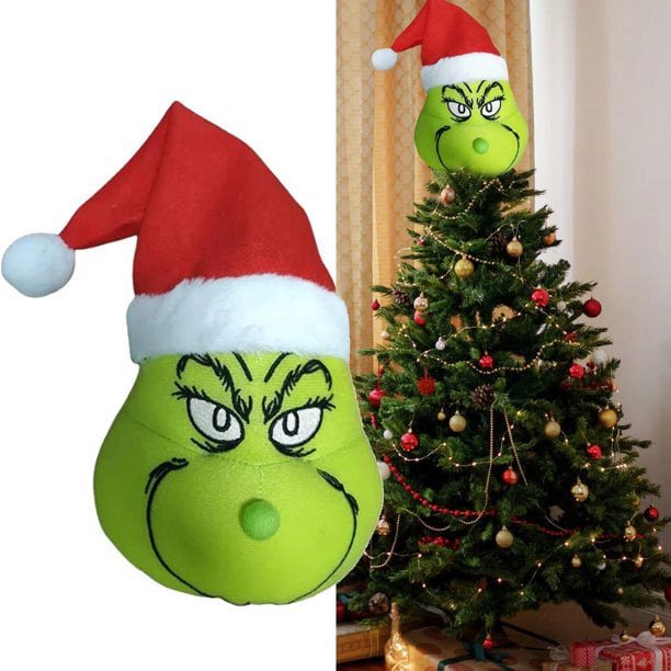 JinLinly Grinch Christmas Tree Decorations Green Grinch Head Ornament ...