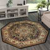 Masada Rugs Traditional Octagon Area Rug Design Bellagio 401 Black (5 ...