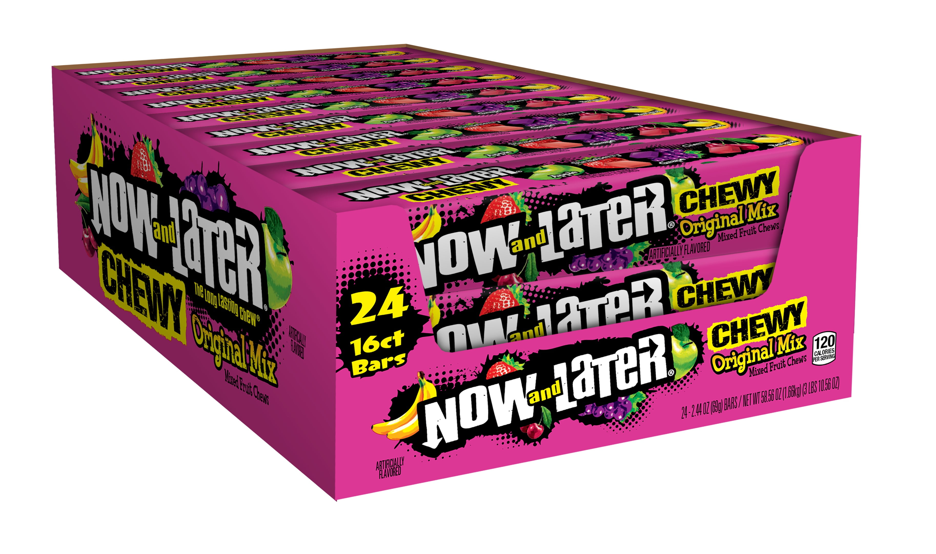 Now and Later, Chewy Mix, Assorted Flavor Standard Bar, 2.44oz (Box of ...