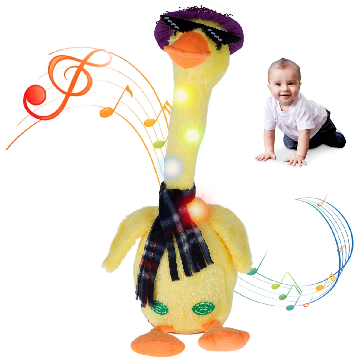 CIVG 13.7" Dancing Duck Baby Toy Talking Musical Singing Duck Toy ...