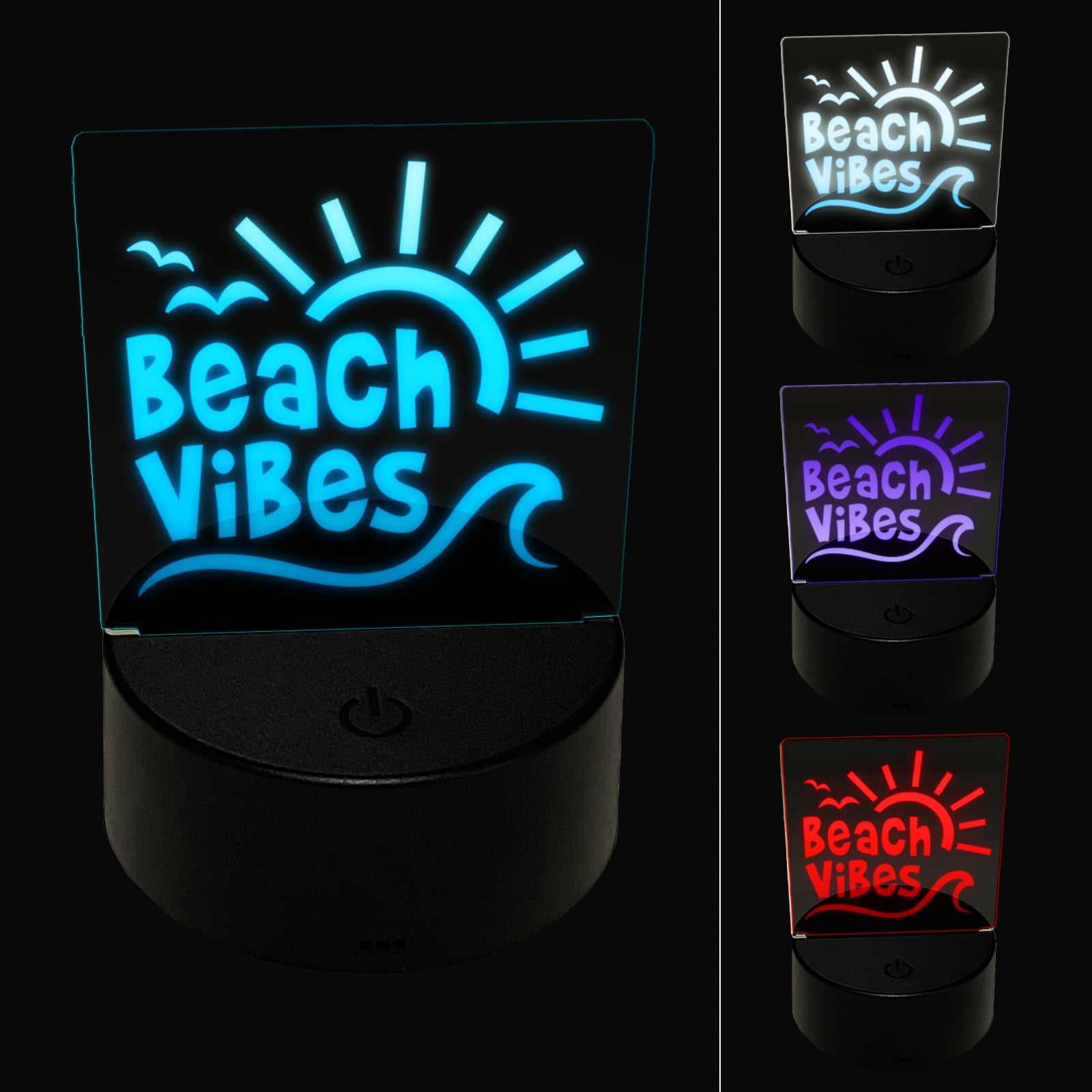 Beach Vibes LED Night Light Sign 3D Illusion Desk Nightstand Lamp ...