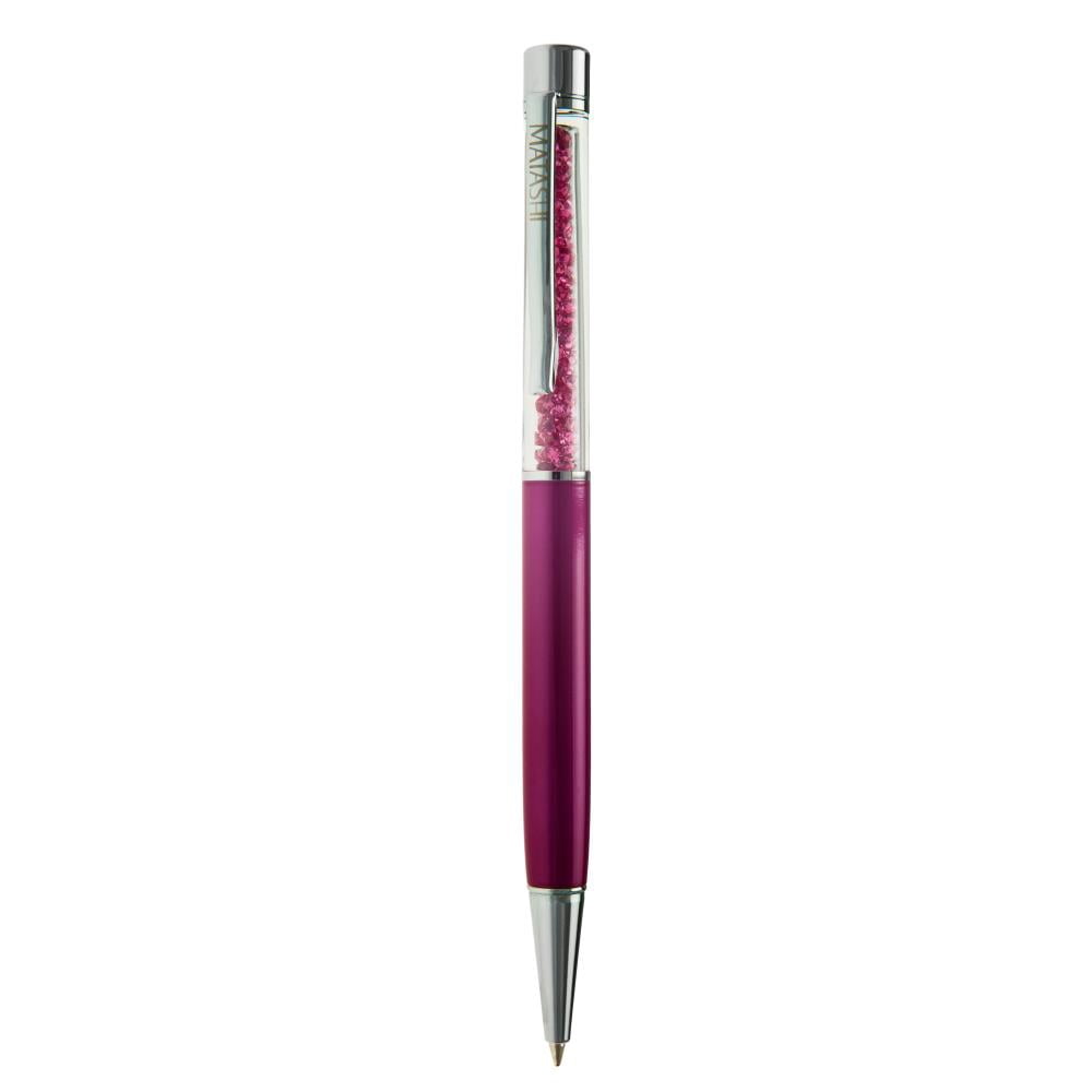 Pink Themed Chrome Plated Comfort Grip Ballpoint Pen with Pink Crystal ...