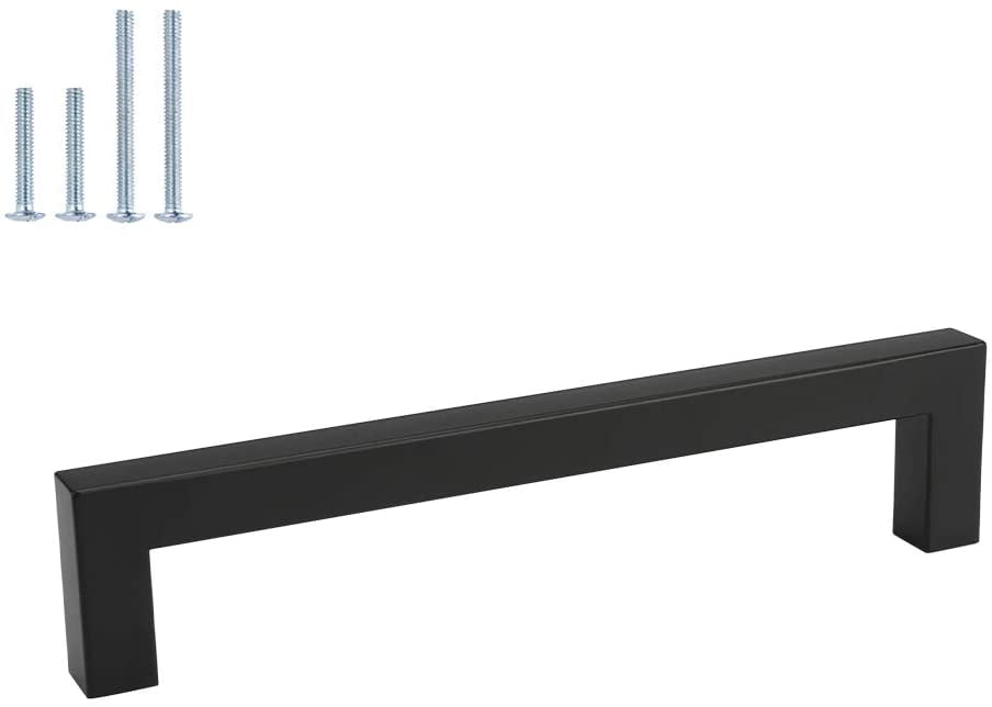 Homdiy 10 Pack Black Cabinet Pulls Square Matte Black Drawer Handles ...