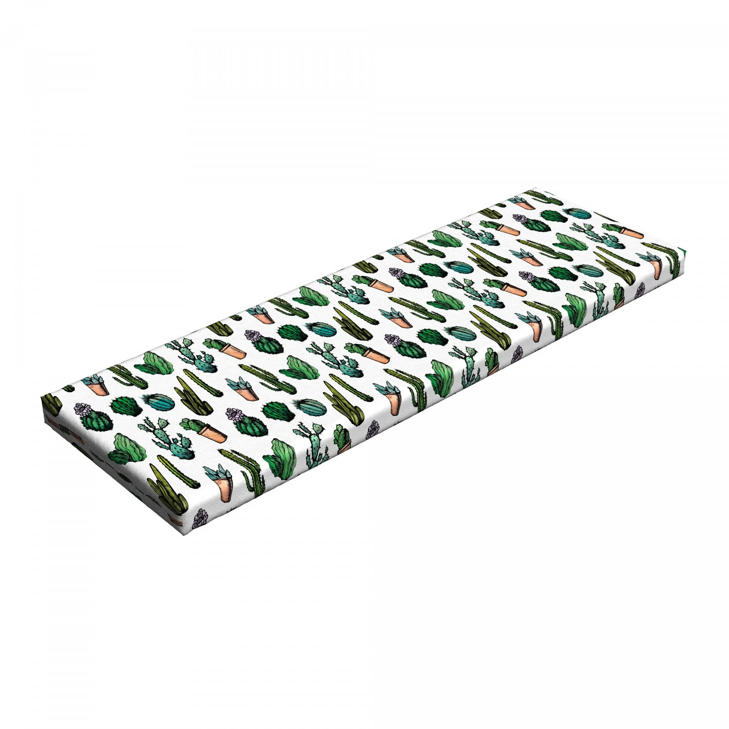 Cactus Bench Pad, Sketchy Spiked Mexican Garden Foliage Boho Hand Drawn ...