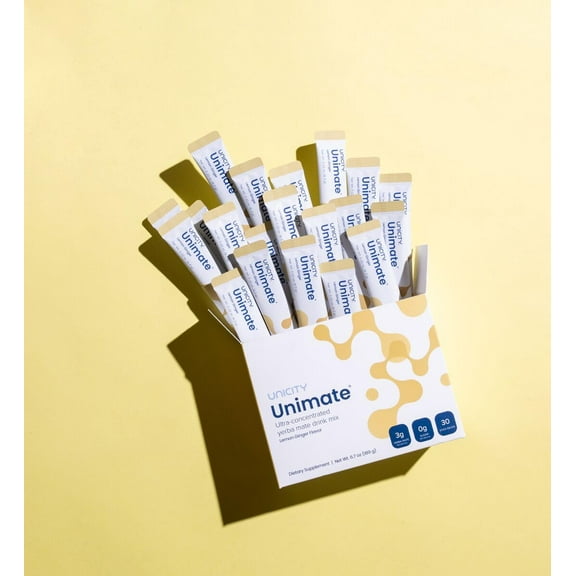 Unicity Unimate Lemon Ginger Beverage, 10 Sachets, Herbal Yerba Mate ...