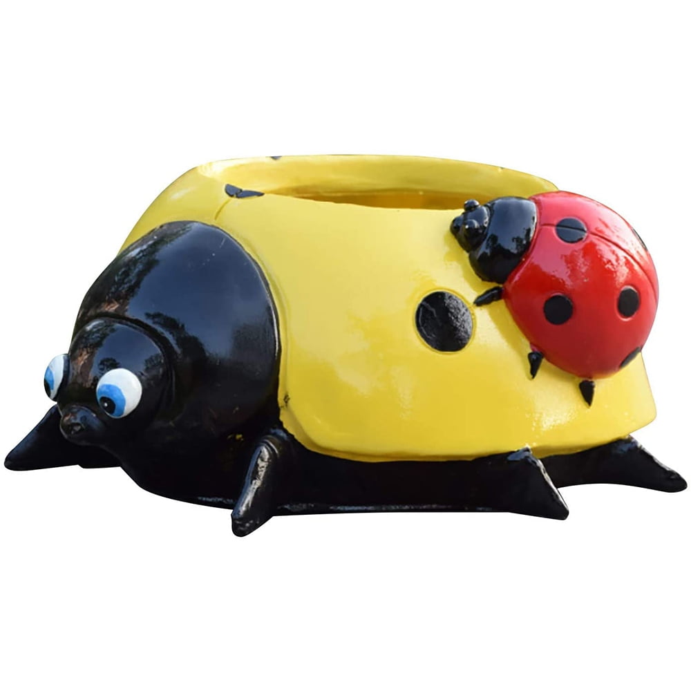Ladybird Shaped Succulent Flower Pot Resin Planter Pot Beetle Statue No ...