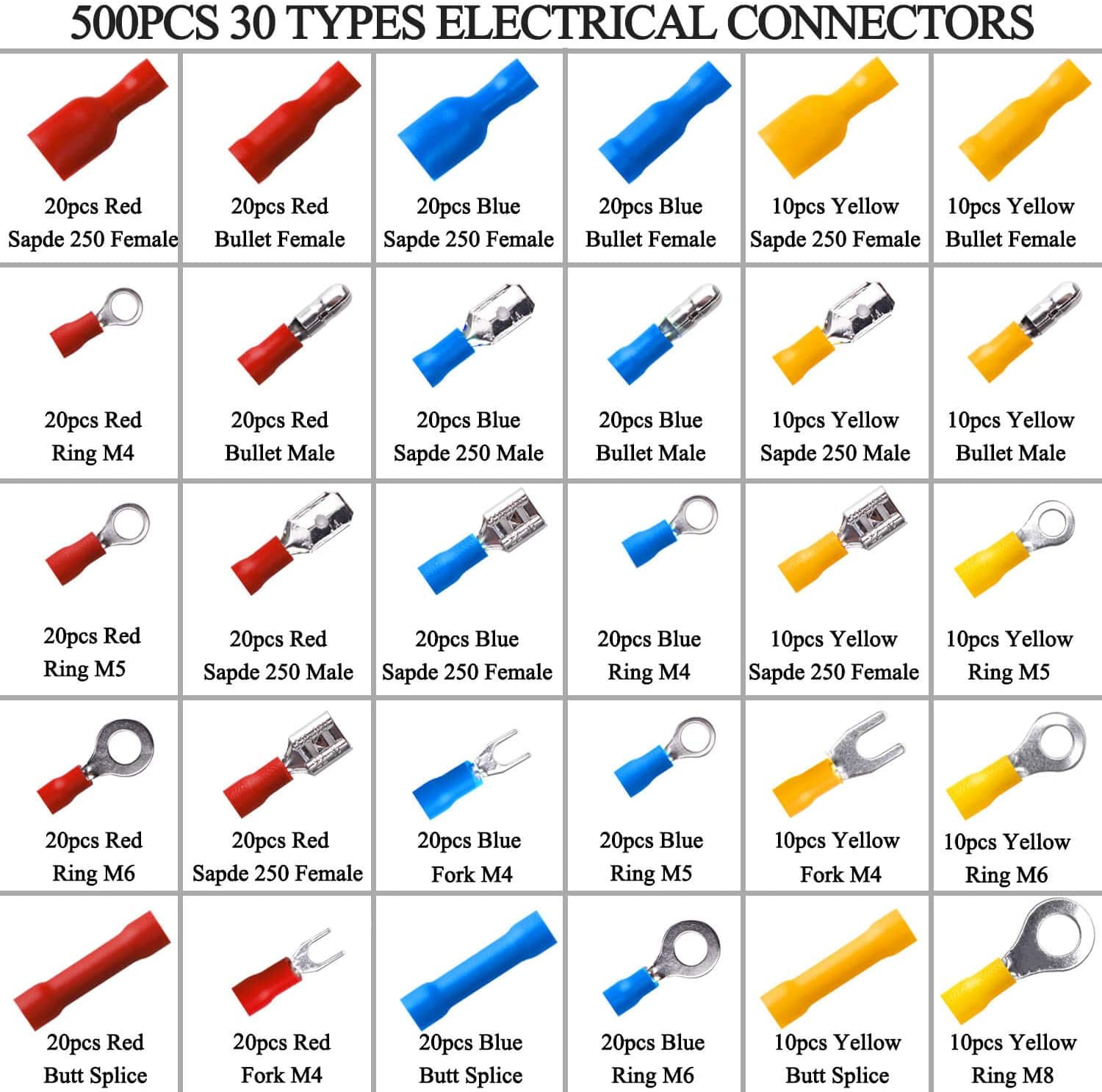 Terminales eléctricos automotrices, terminales de crimpado de 500 ...