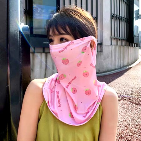 Koszal Summer Lady Floral Print Ice Silk Sun Protection Neck Scarf Face ...