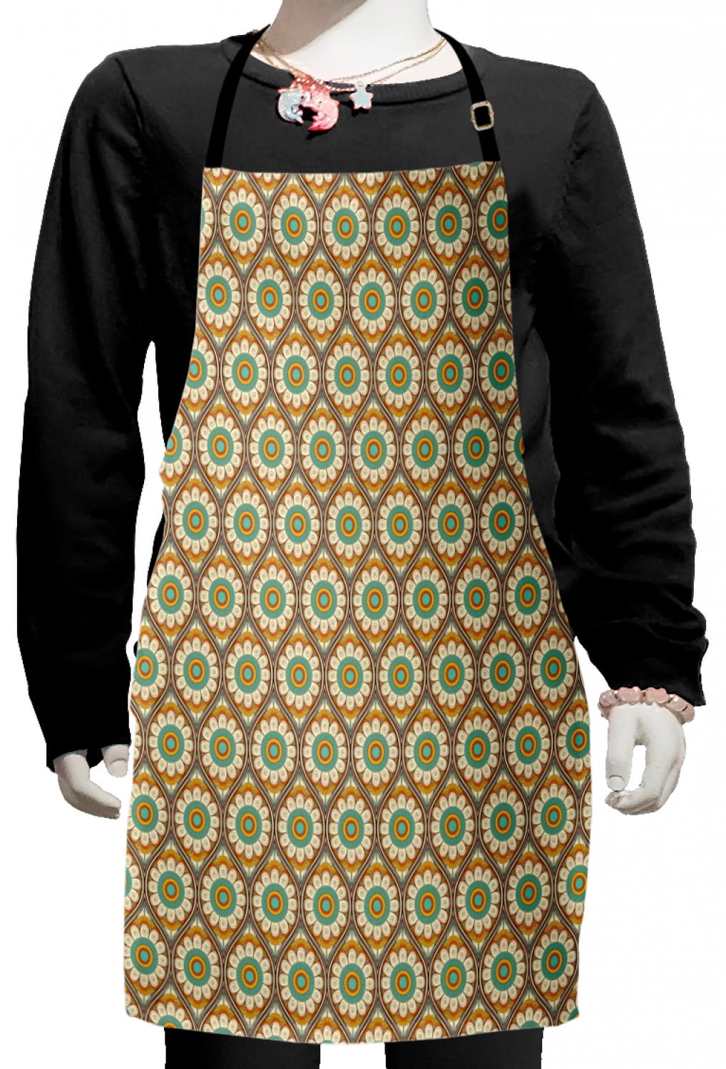 Floral Kids Apron, Hand Drawn Style Daisy Flower Motifs and Vertical ...