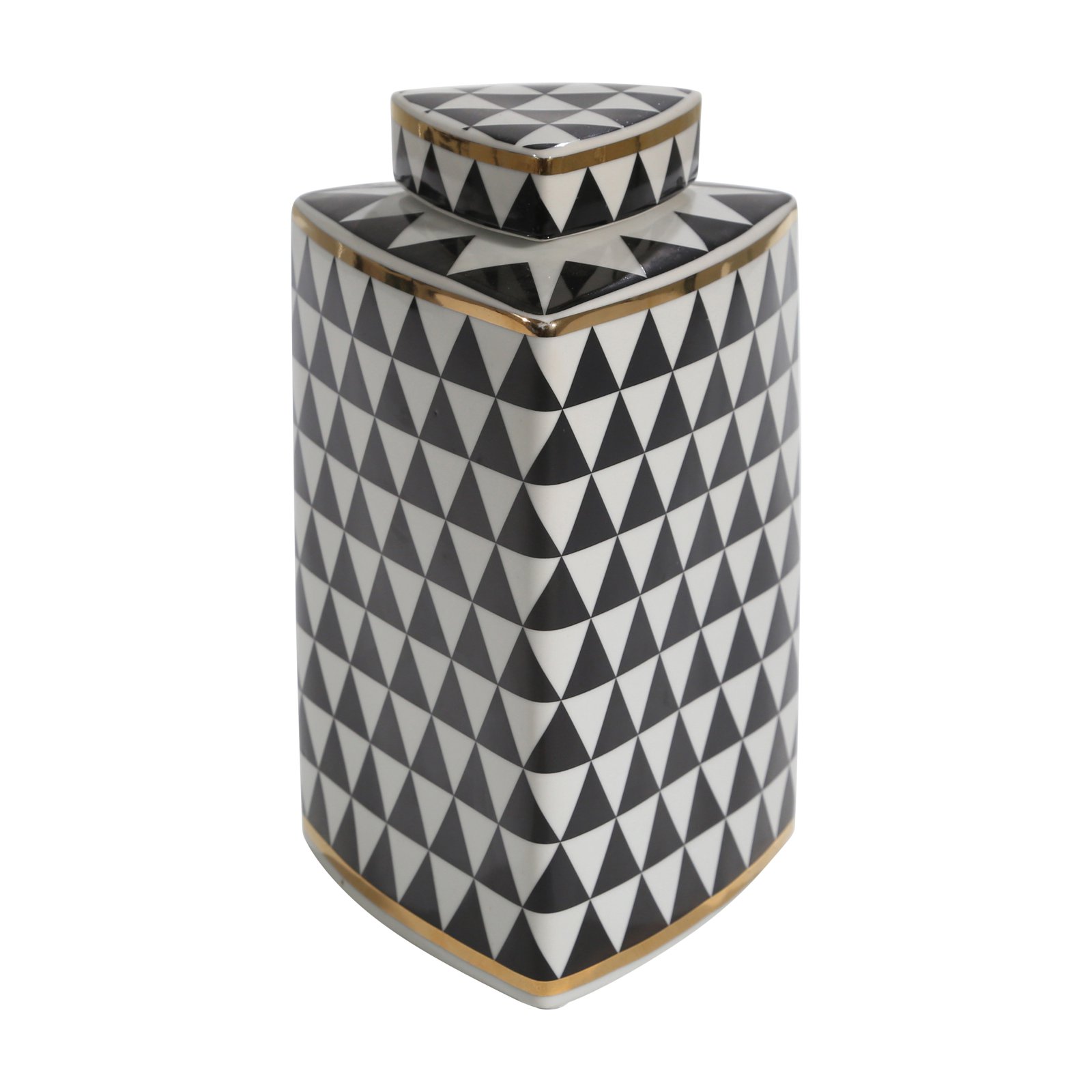SageBrook Home Black and White Checkered Triangle Jar - Walmart.com