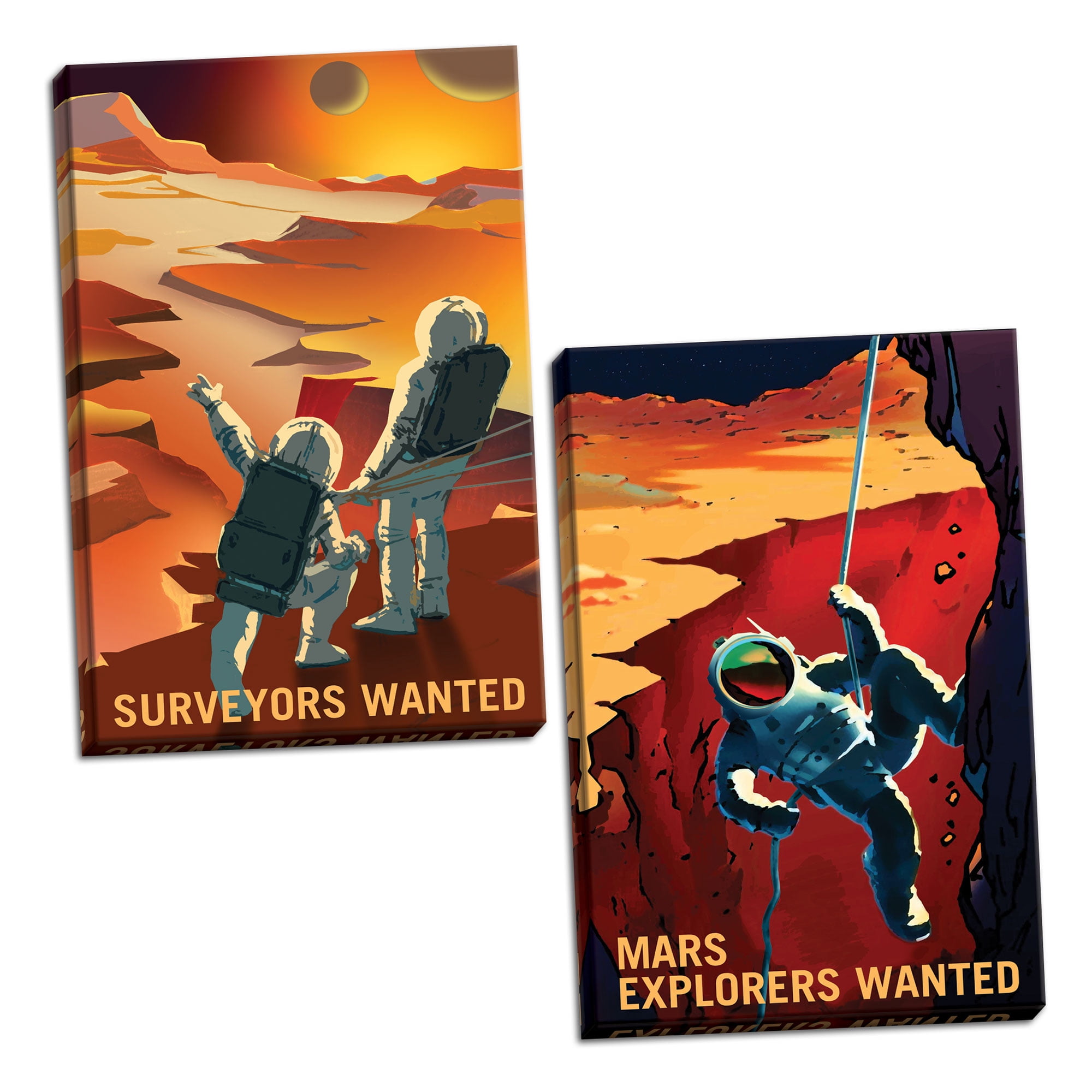 Explorers Wanted & Surveyors Wanted by NASA; 2-16x24" Hand-Stretched ...
