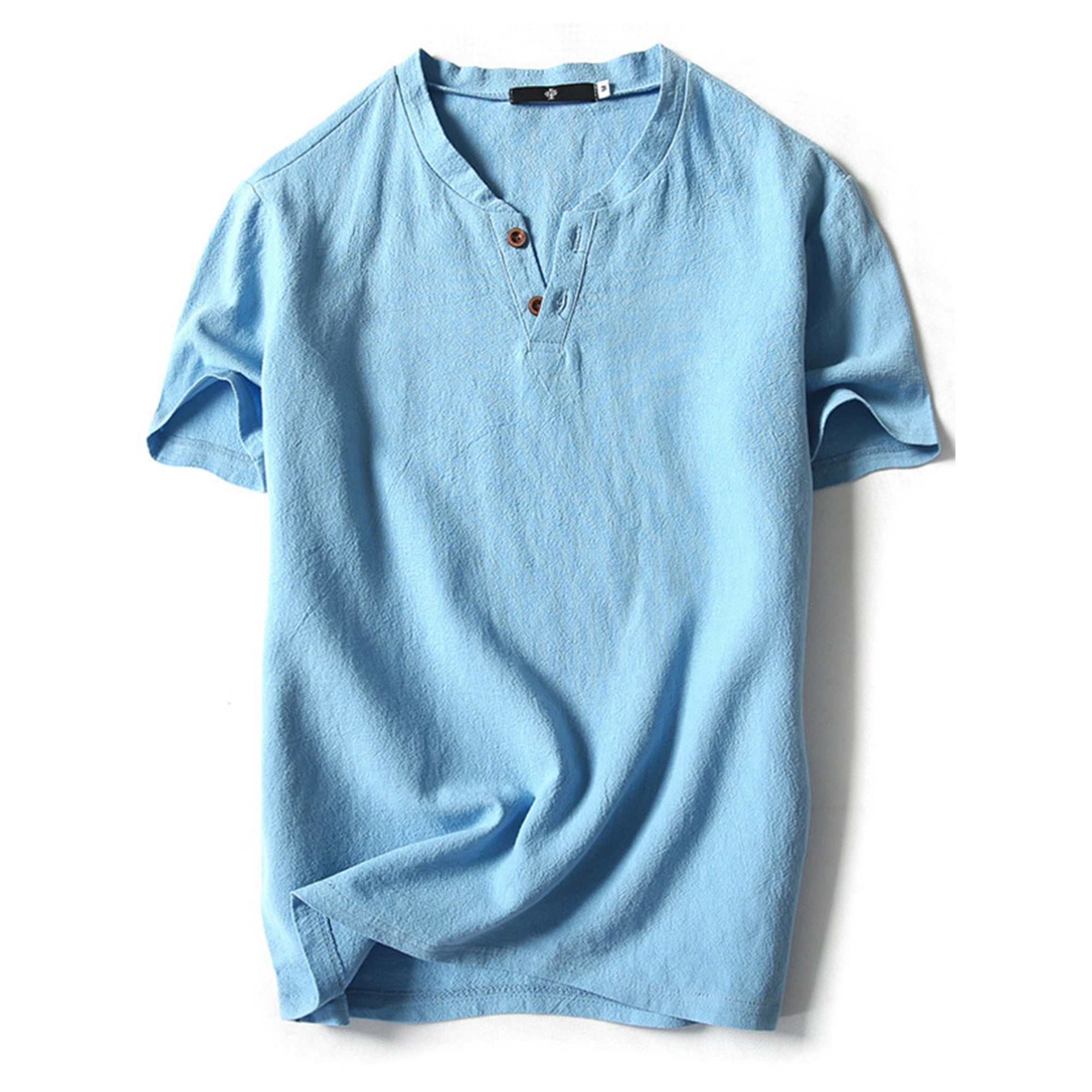 Click here for Luxur Mens T Shirt Solid Color Tops Cotton Linen T... prices