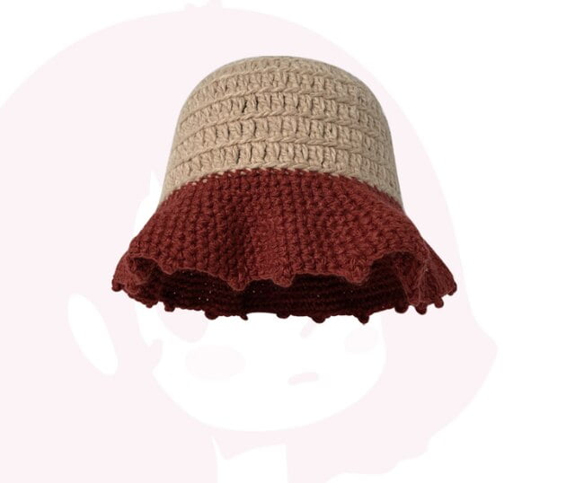 CoCopeanut 2022 Topi Nelayan Bunga Rajutan Berongga Musim Dingin Baru ...