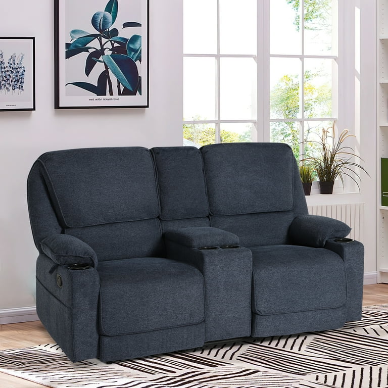 Loveseat with cup holder console store