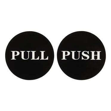 Uxcell Push Pull Door Sign Acrylic Self Adhesive Round Sticker Golden 2 ...