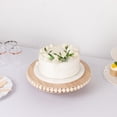 Efavormart Natural Round Rustic Wooden Pedestal Cake Stand With Beaded ...