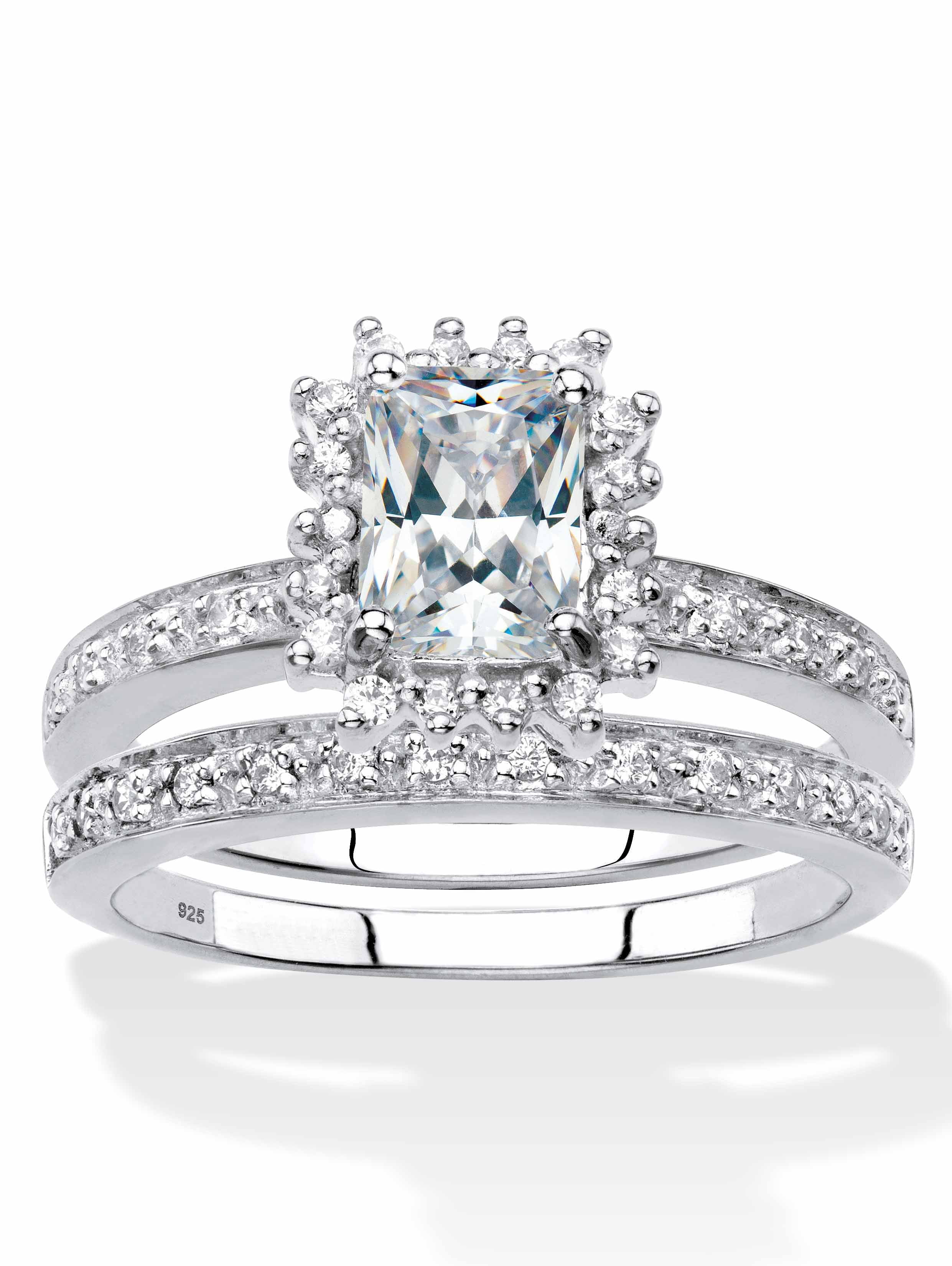 PalmBeach Jewelry Emerald-Cut Created White Sapphire and Genuine ...